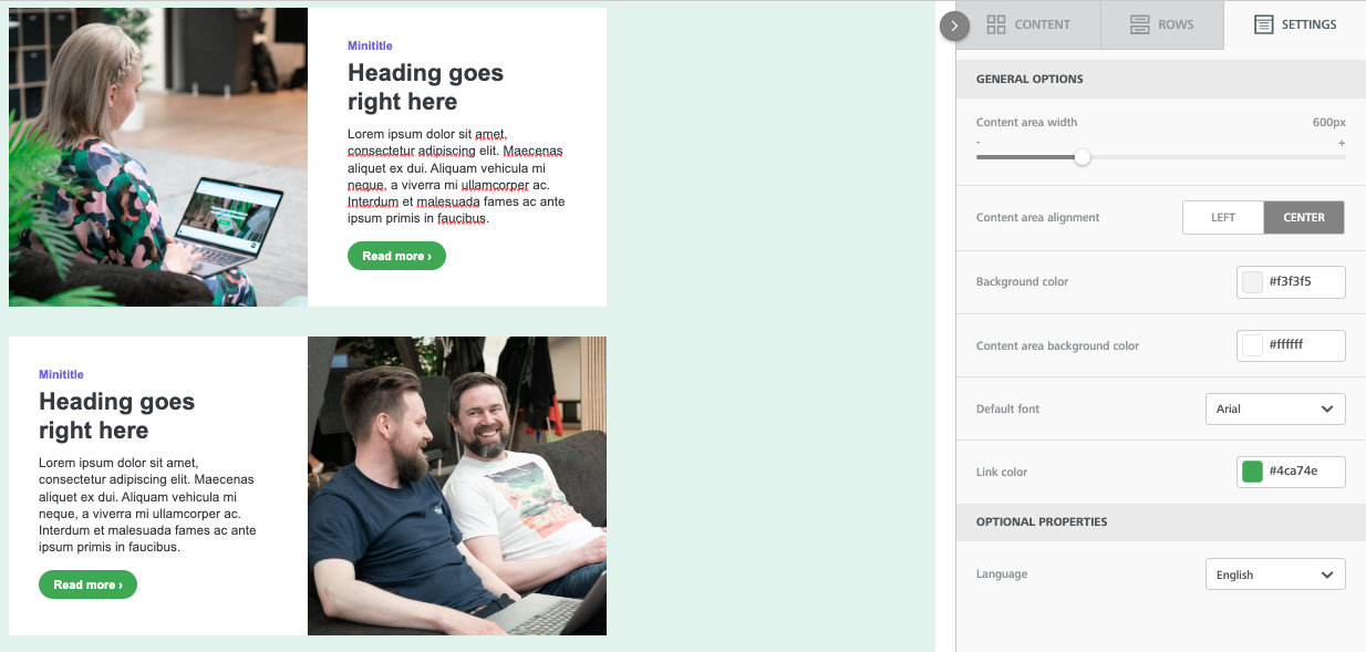 Creating and editing a newsletter (Template Editor) – Support site